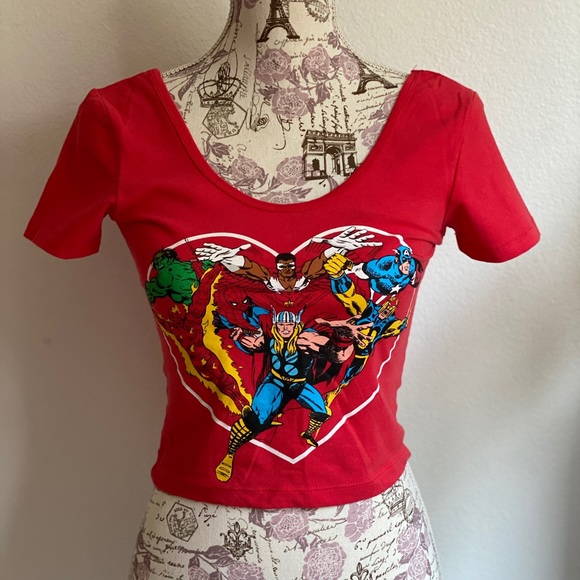 Marvel | Tops | Marvel Comics Red Crop Top Superheroes | Poshmark